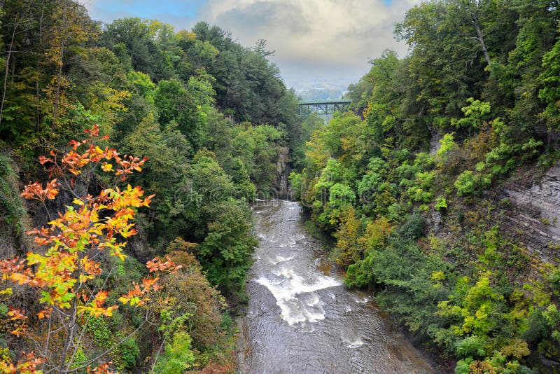 River and Gorge in Ithaca, New York on a Fall Day Editorial Photo ...
