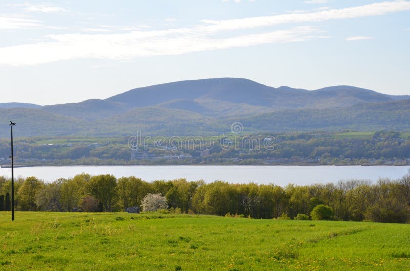 River and Green Grass and Trees in Quebec, Canada Stock Image - Image ...