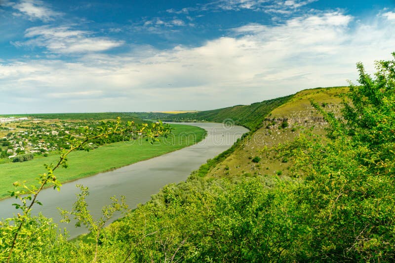River in green landscape stock image. Image of hill - 157463851
