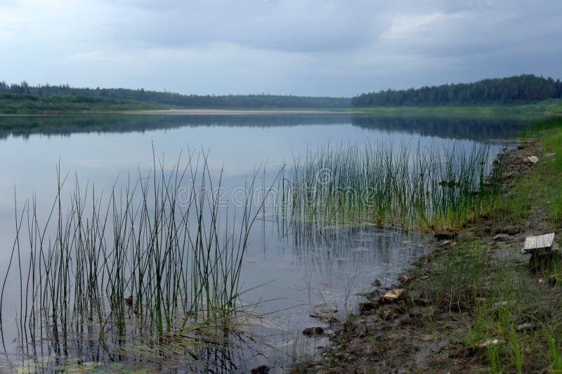 The river in the haze stock photo. Image of slope, blue - 84984184