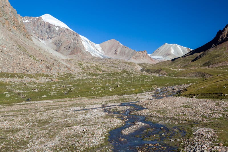 Mountains, River and Farm Animals, Tien Shan Stock Image - Image of ...