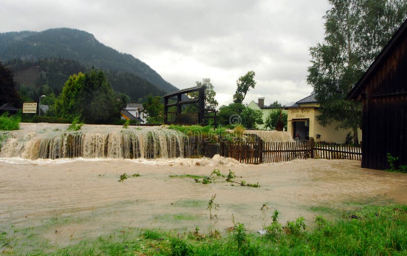 River with High Water after Heavy Rainfall Stock Photo - Image of cover ...