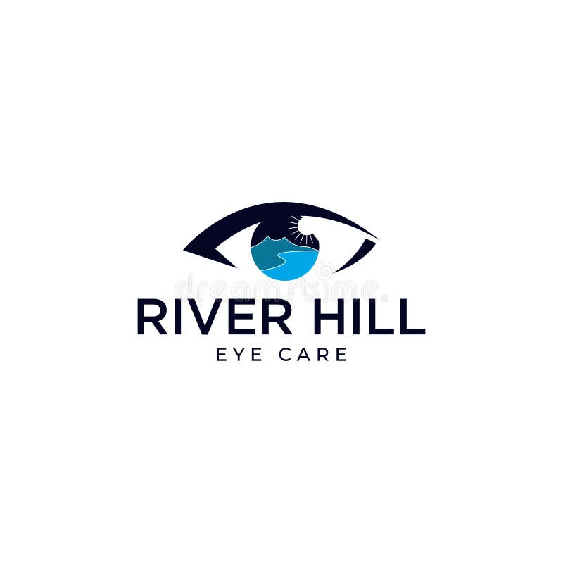 River Hill Eye Care Logo, Hill and Water Reflection on Eye Vector Stock ...