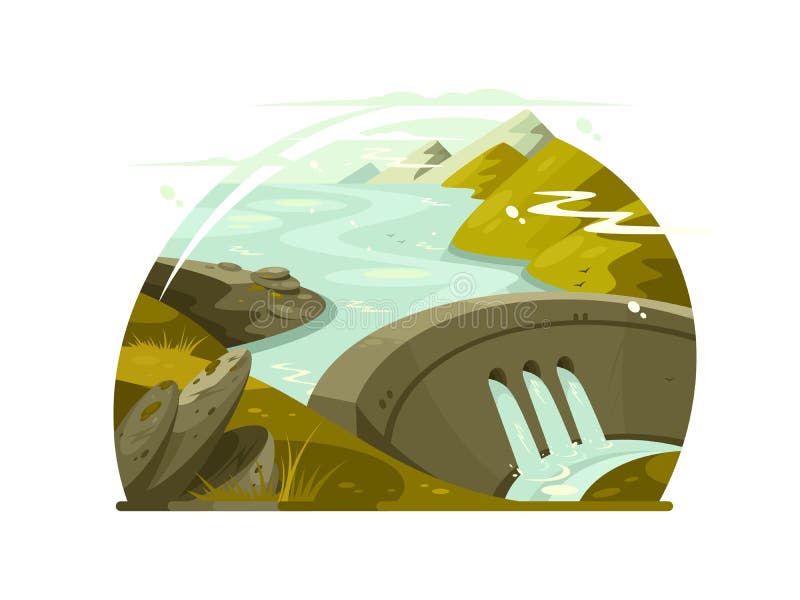 Massive Concrete Dam Spillway Stock Illustrations – 4 Massive Concrete ...