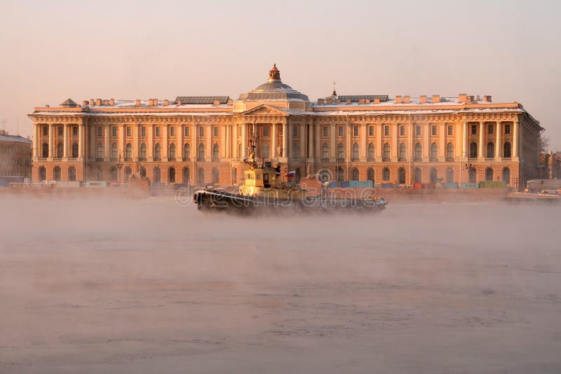A river ice breaker stock photo. Image of morning, winter - 5904486