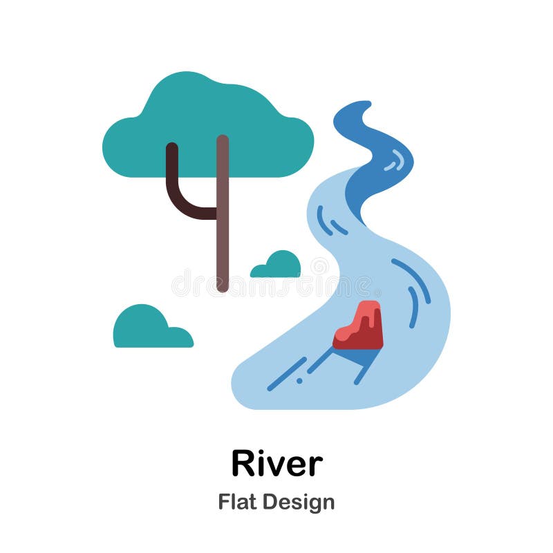 River Flat Icon stock vector. Illustration of nature - 123790233