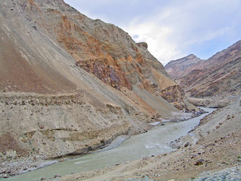River Ind Valley, in Mountains of Ladakh Stock Image - Image of summer ...