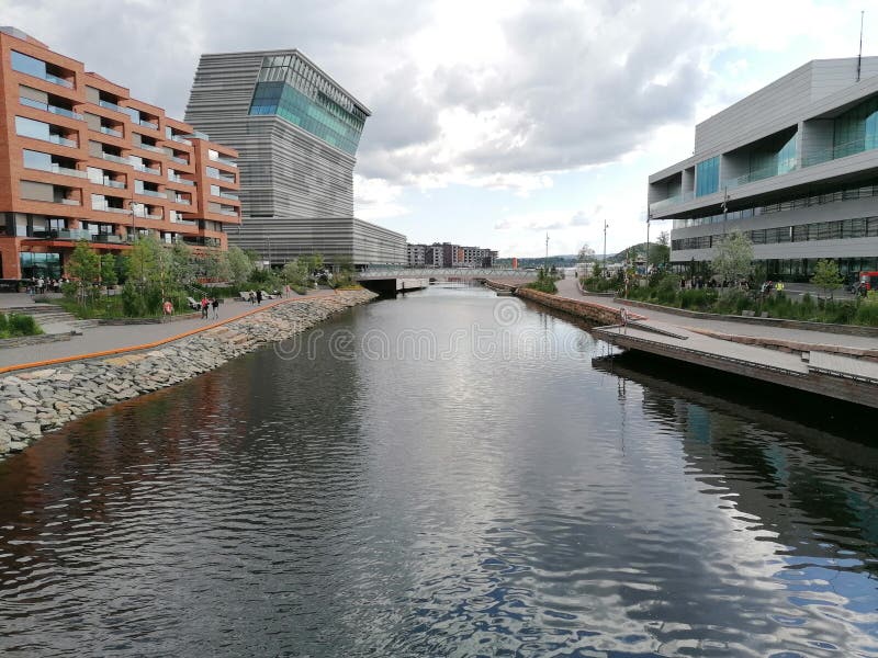 River Inside the City with Modern Buildings Editorial Image - Image of ...