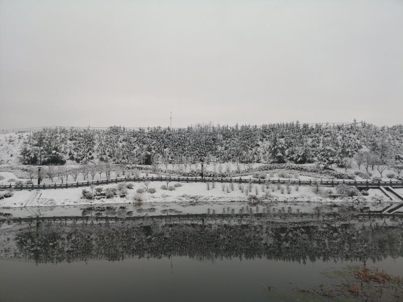 River and Invert Shadow after Snowing in Winter Stock Photo - Image of ...