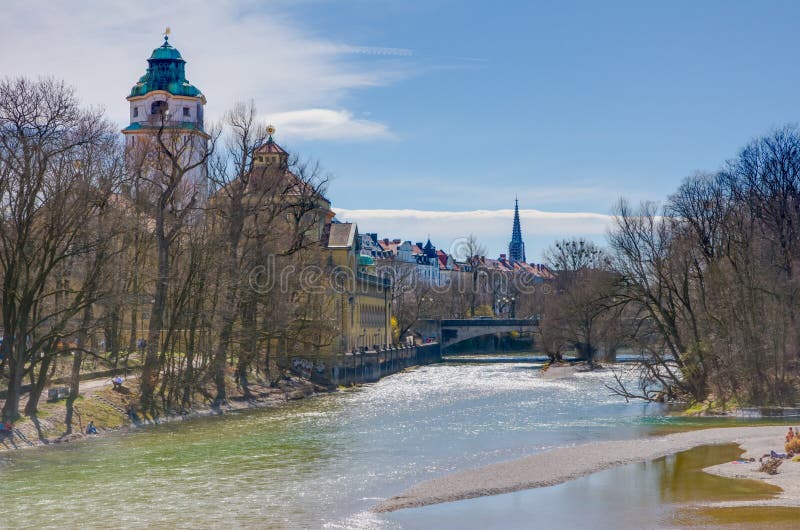 The river Isar in Munich editorial stock photo. Image of gravel - 115325088
