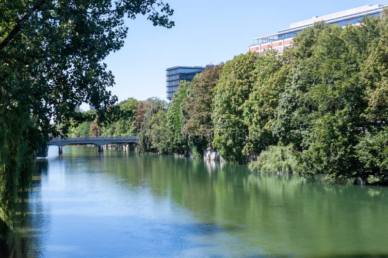 River Isar in Munich. View on the Bridge Stock Image - Image of germany ...