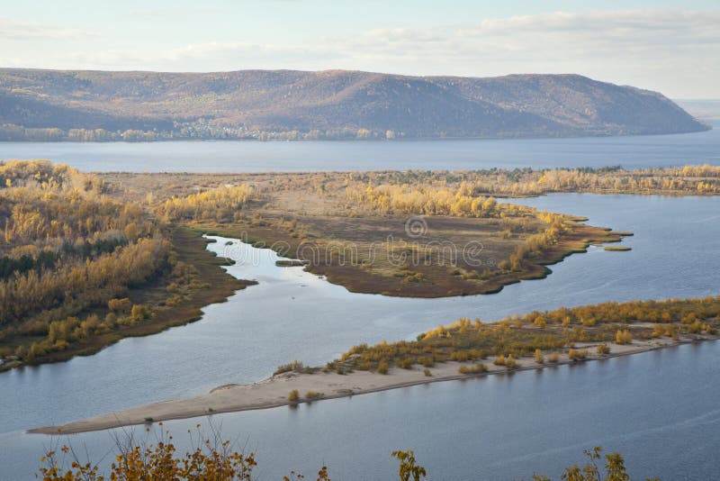 The River Island in the Fall Photographed from Height Stock Image ...