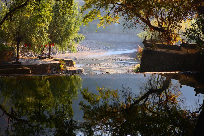 River in Jiangwan village stock photo. Image of trees - 40012788