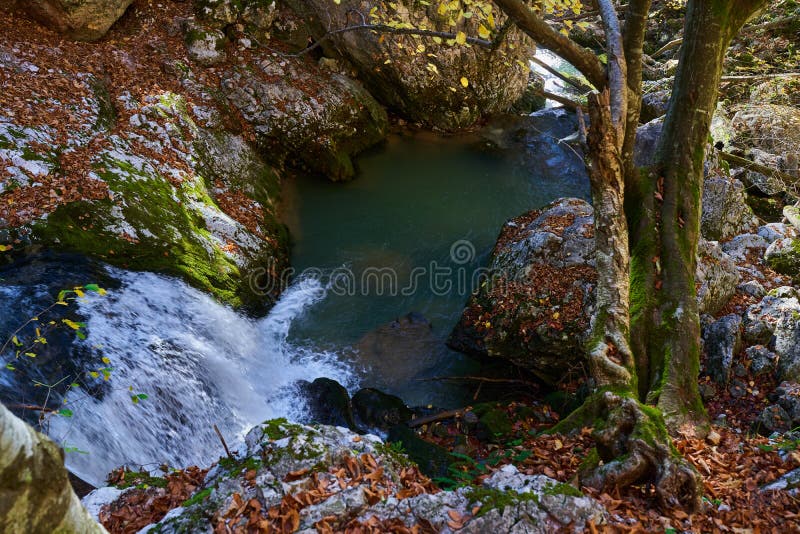 River from a Karst Spring in the Mountains Stock Image - Image of rocky ...