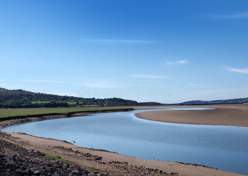 River Kent in Cumbria with with the Town of Arnside in the Distance ...