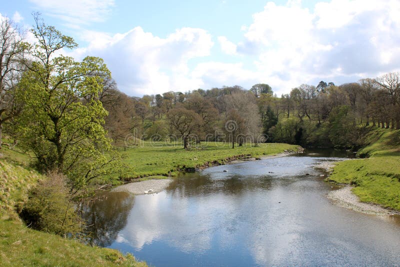 River Kent in Levens Hall Deer Park, Cumbria Stock Image - Image of ...