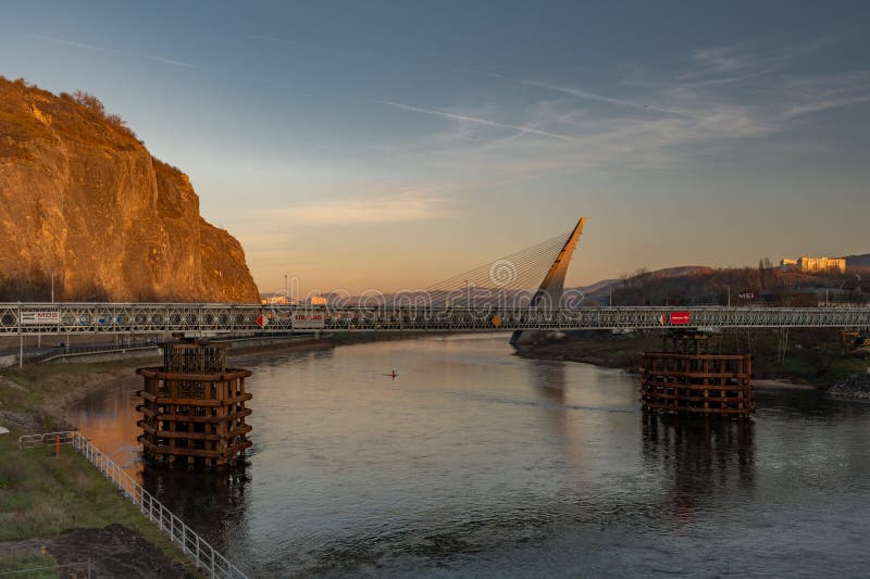 River Labe with Bridge before Reconstruction in Usti Nad Labem CZ 11 30 ...