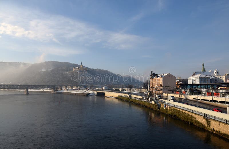 River Labe in Town Usti Nad Labem Editorial Photography - Image of ...