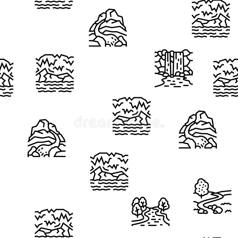 River and Lake Nature Landscape Vector Seamless Pattern Stock Vector ...
