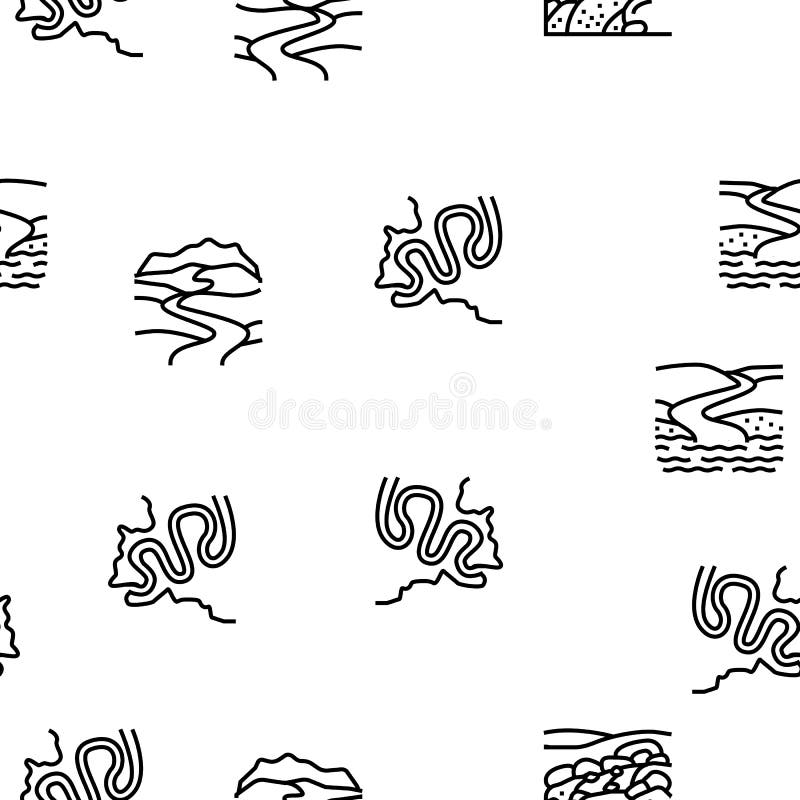River and Lake Nature Landscape Vector Seamless Pattern Stock Vector ...