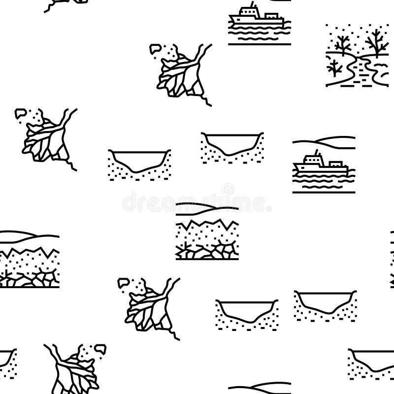 River and Lake Nature Landscape Vector Seamless Pattern Stock ...