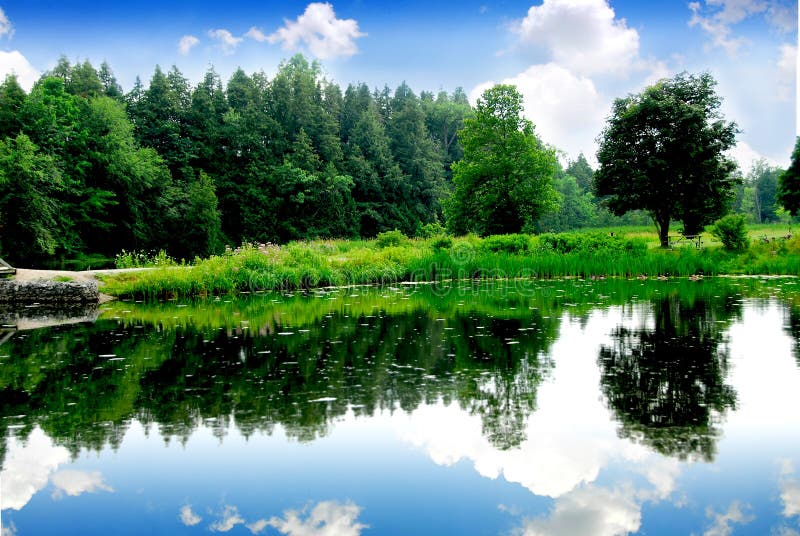 River landscape stock image. Image of pond, cloud, country - 1052737