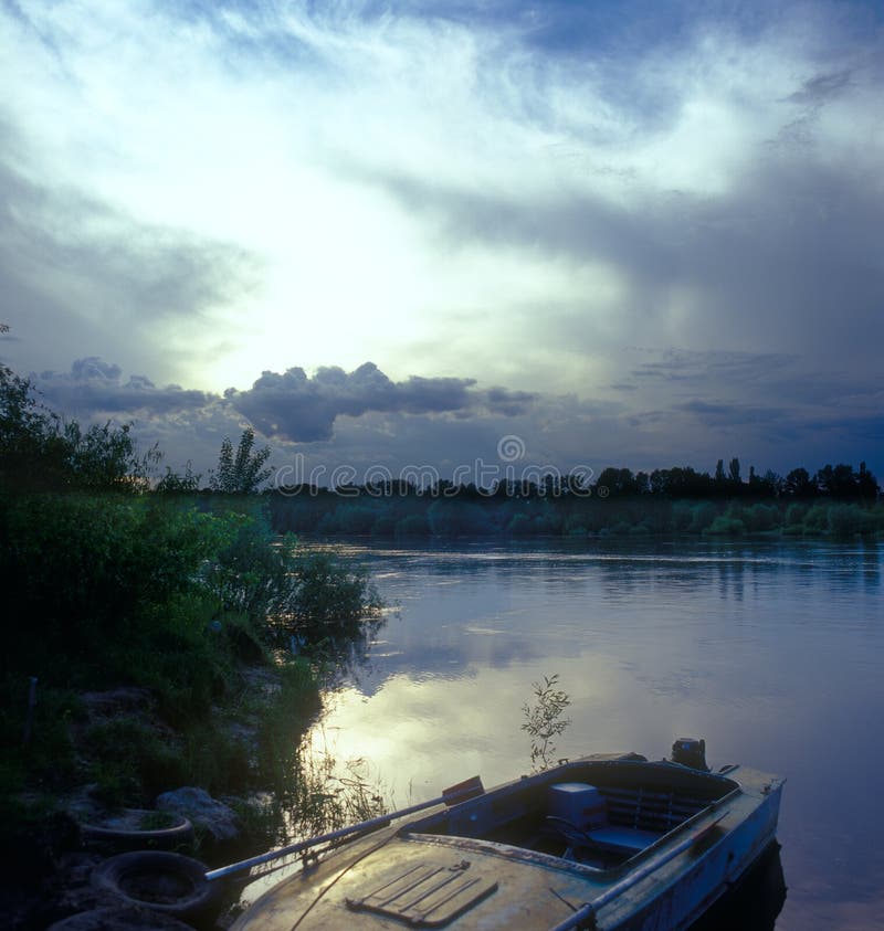 River landscape. stock image. Image of cloudscape, summer - 15051791