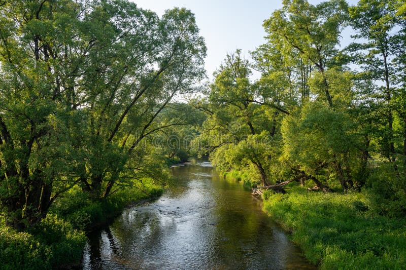 A River Landscape - the River Eder in a Green Landscape Stock Image ...