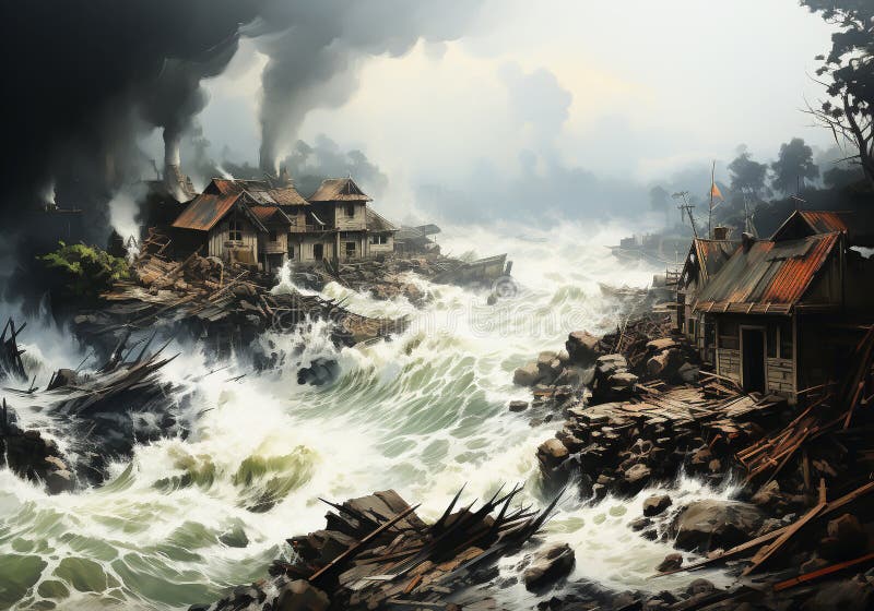 River Landscape with Flooded Fields. AI Generated Stock Illustration ... River Landscape with Flooded Fields. AI Generated Stock Illustration ...