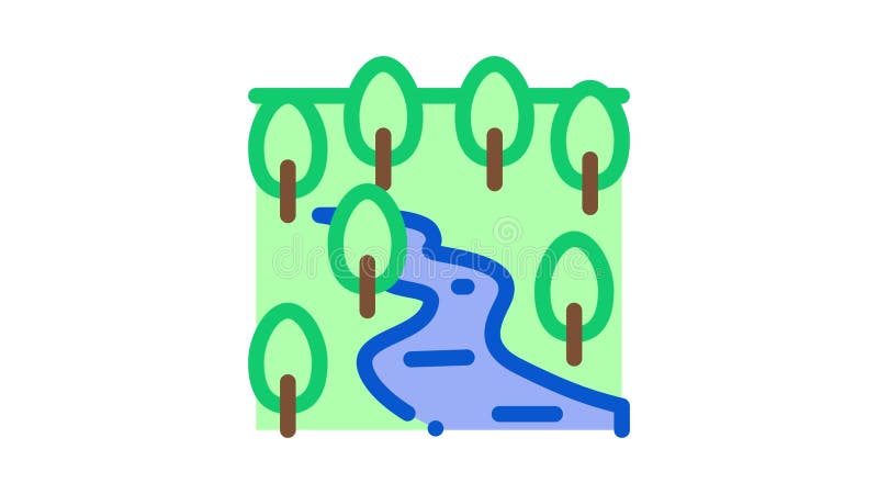 River Landscape in Sunny Weather Icon Animation Stock Footage - Video ...