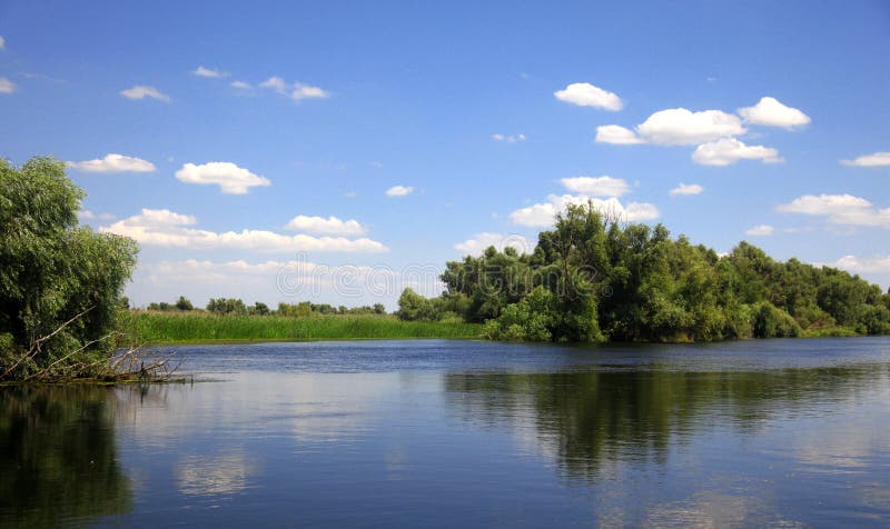 River Landscape with Large Horizon on a Summer Day Stock Image - Image ...