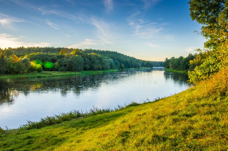 River Landscape in Spring Time Stock Photo - Image of lithuania ...