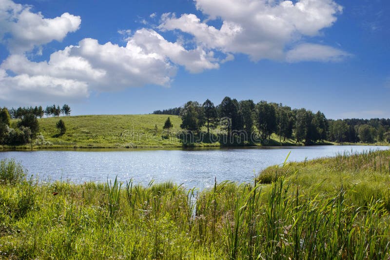 River Landscape on a Sunny Summer Day Stock Image - Image of sunny ...