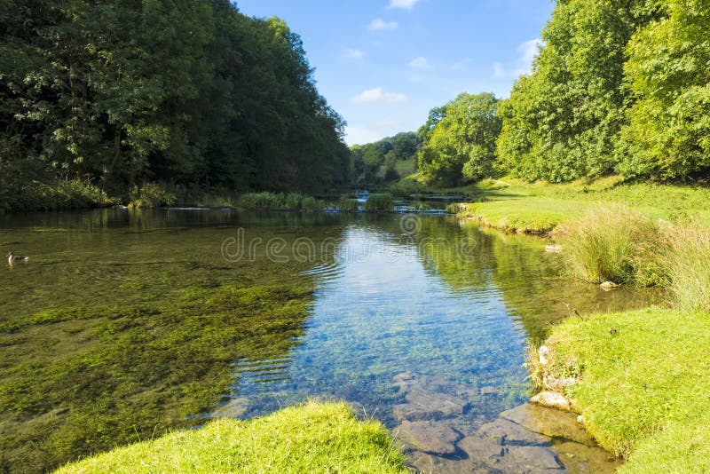 Tranquil River Lathkill Flowing through Lathkill Dale, Derbyshire Stock ...