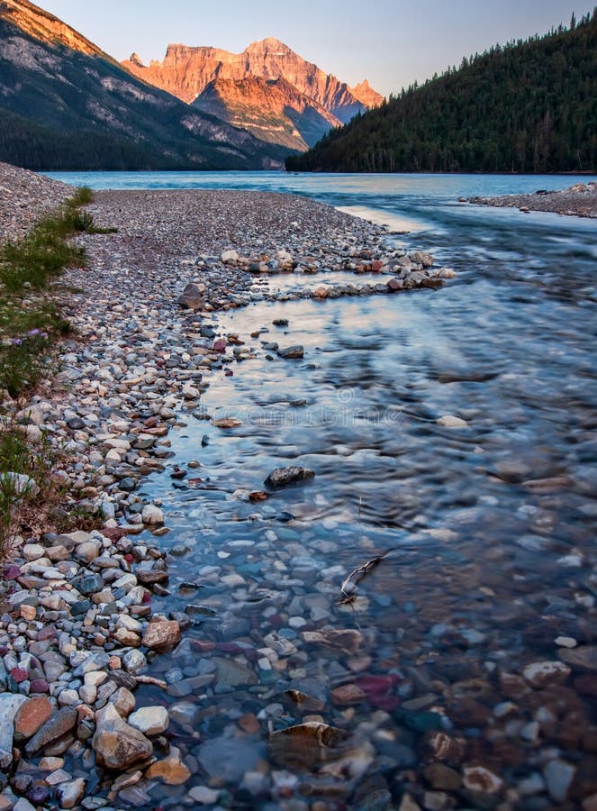 River Leading To Waterton Lake Stock Image - Image of mountains, rocks ...