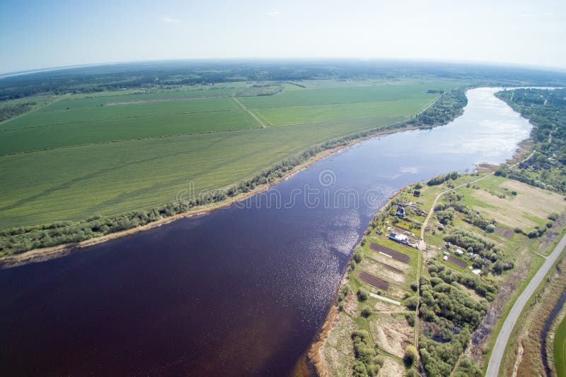 River Lielupe with Right Side View of Beautiful Old Pine Tree Forest ...