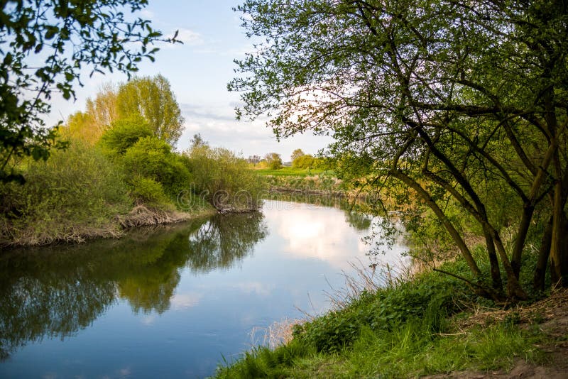 Lippe River in Germany stock image. Image of green, flowing - 249569983