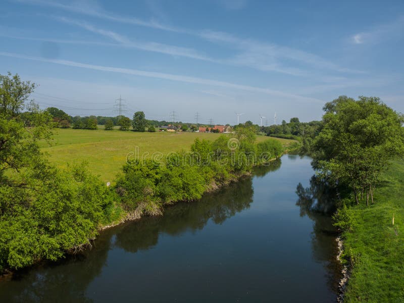 The river lippe in germany stock photo. Image of travel - 182176962