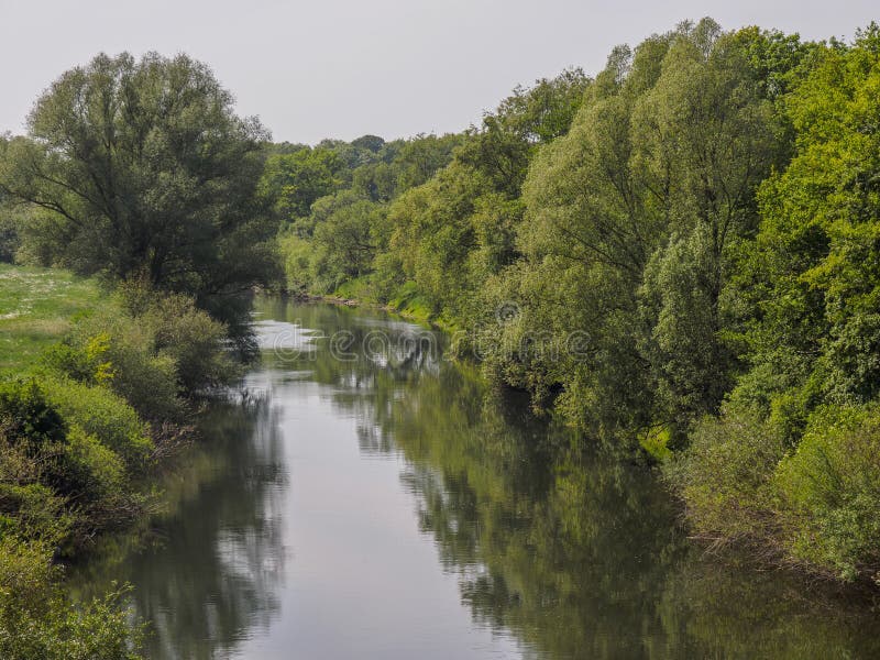 The river lippe in germany stock image. Image of forest - 182177005
