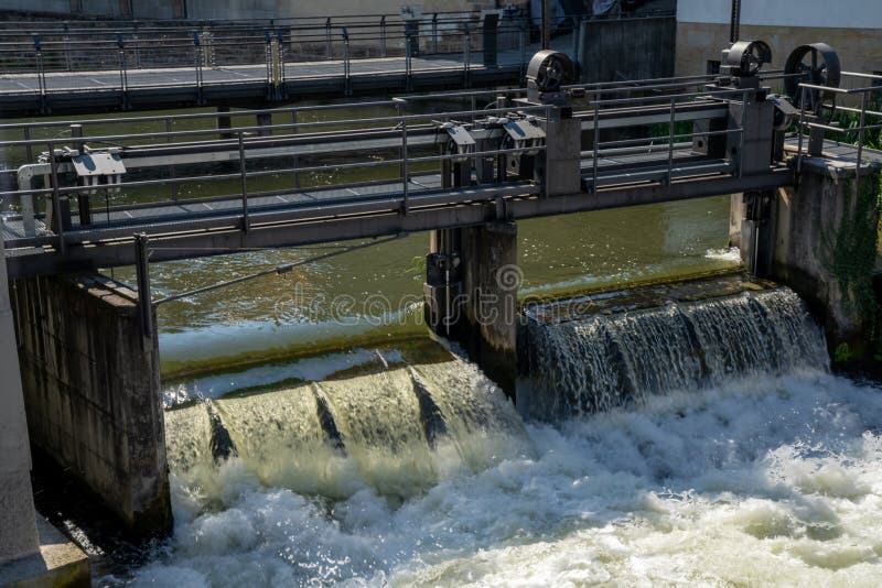 River Lock and Flood Gate on the Regnitz River in Bamberg Editorial ...