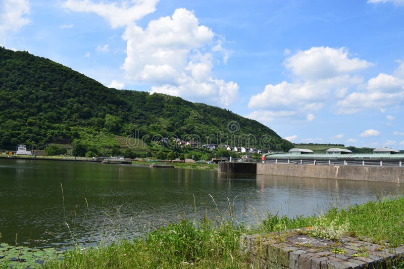 River Lock System Lehmen in 2018, Mosel Valley in Spring, Germany Stock ...