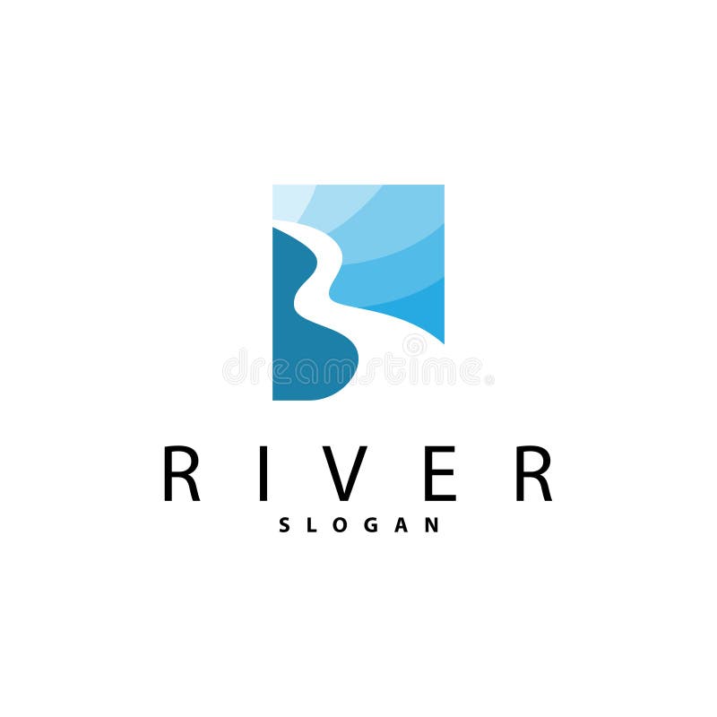 River Logo Design, River Creek Vector, Riverside Landscape Illustration ...