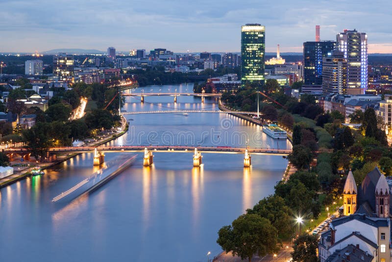 River Main in the City of Frankfurt at Night Stock Photo - Image of ...