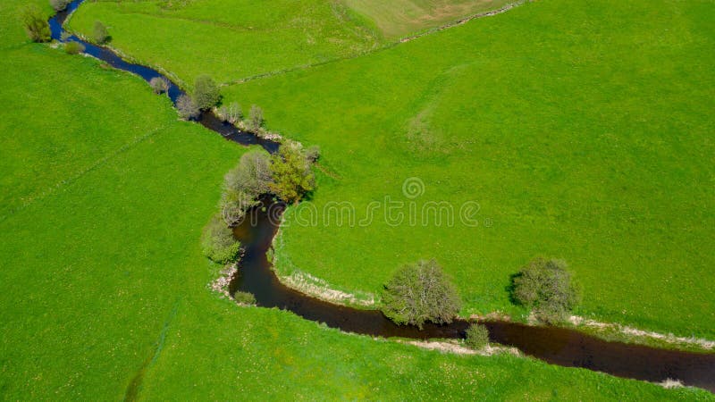 River and Meadow from the Sky Stock Photo - Image of drone, travel ...