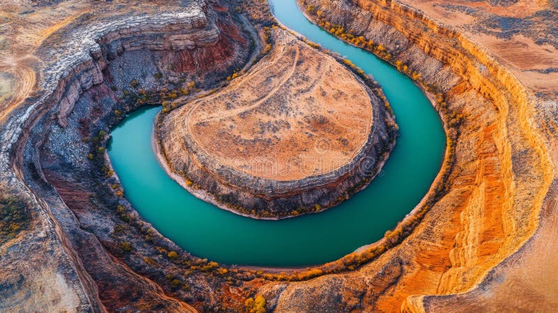 River Meander through Canyon Walls Forming Perfect Loop Stock ...