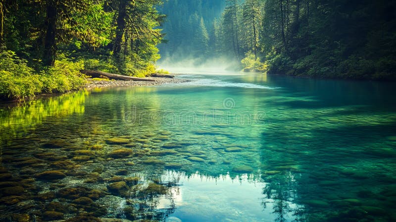 A River in the Middle of a Forest Filled with Trees Stock Photo - Image ...