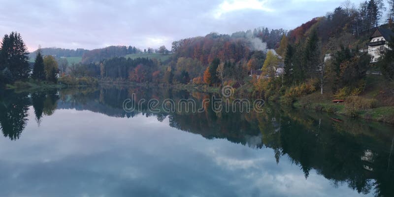 River Mirror Autumn Fall Colors Stock Image - Image of colors, river ...