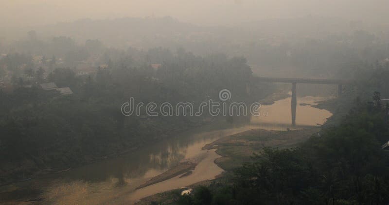 River in the mist. stock image. Image of plain, hill - 234131083
