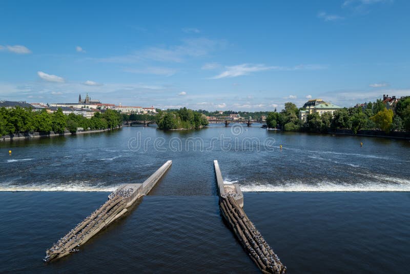 The River Moldova in Prague in Nice Weather Stock Photo - Image of ...