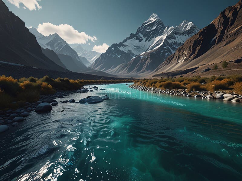 River Mount Everest Natural View Stock Illustration - Illustration of ...